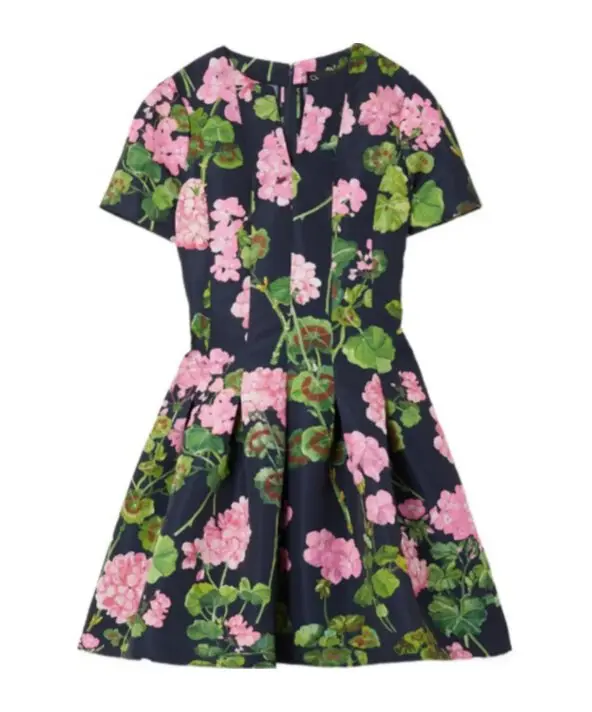 Oscar De La Renta Floral Printed Faille Dress