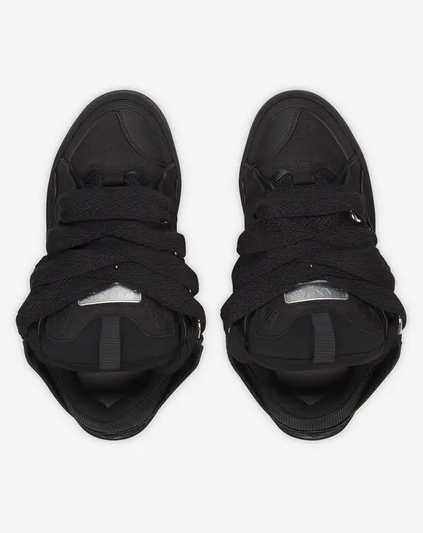 LANVIN Curb Round Toe Lace-up Sneakers - Black