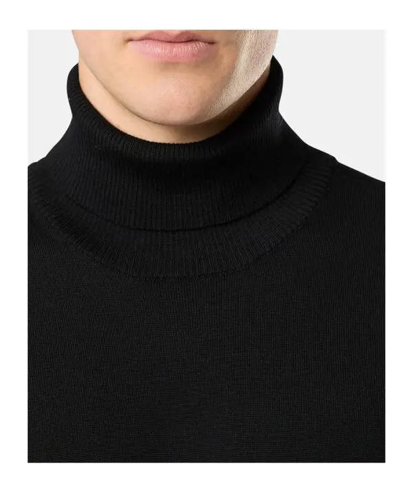 Stone Island Turtleneck Sweater With Ribbed Details - Black