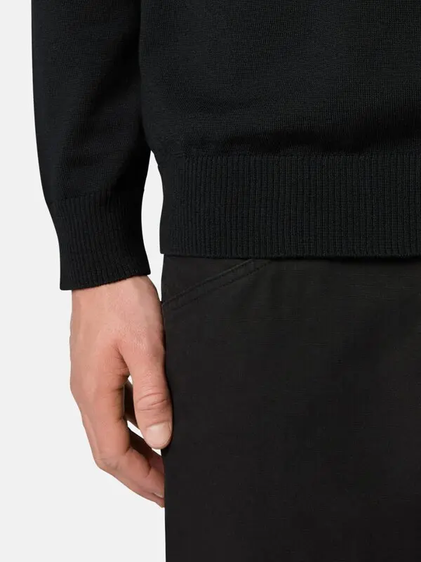 Stone Island Turtleneck Sweater With Ribbed Details - Black