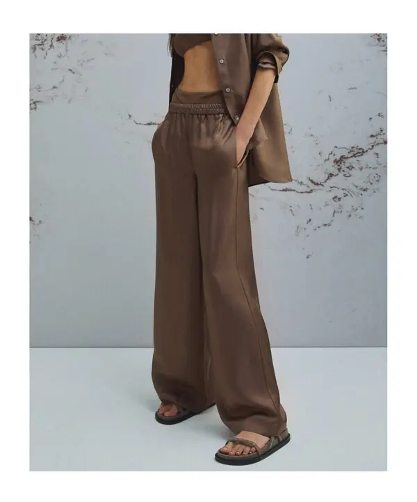 Marella Straight-fit Silk Trousers - Brown