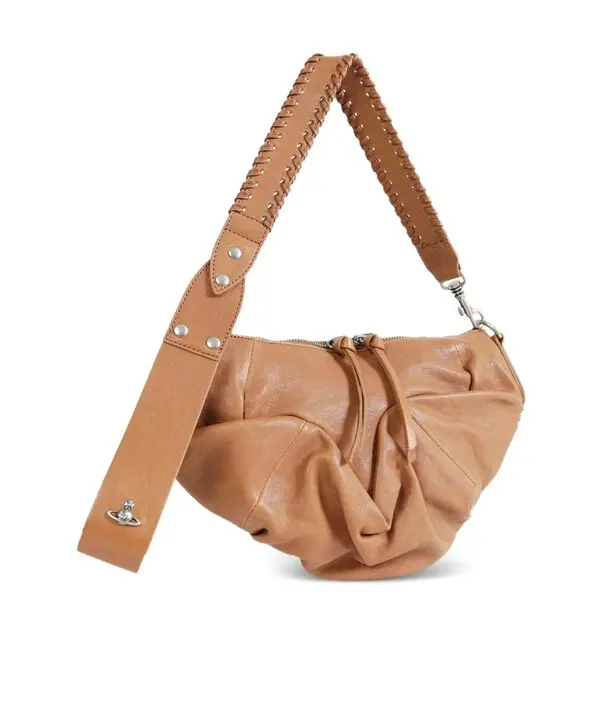 VIVIENNE WESTWOOD Small Agnes Ruched Shoulder Bag - Brown