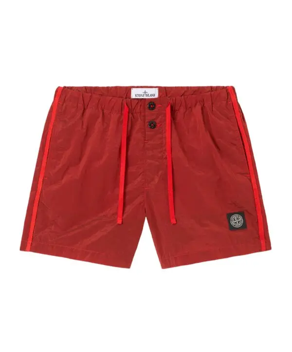 Stone Island Side-stripe Slim Fit Shorts - Scarlet