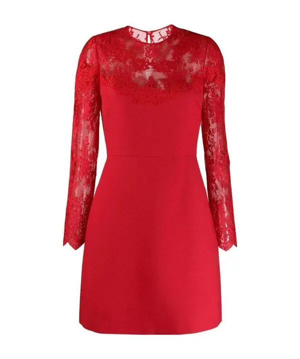 Valentino Garavani Lace Illusion-neck Dress