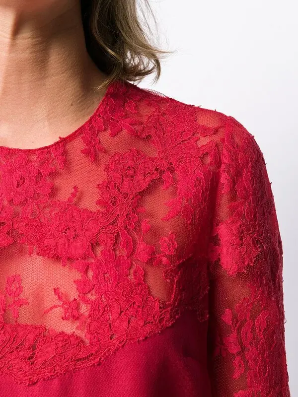 Valentino Garavani Lace Illusion-neck Dress