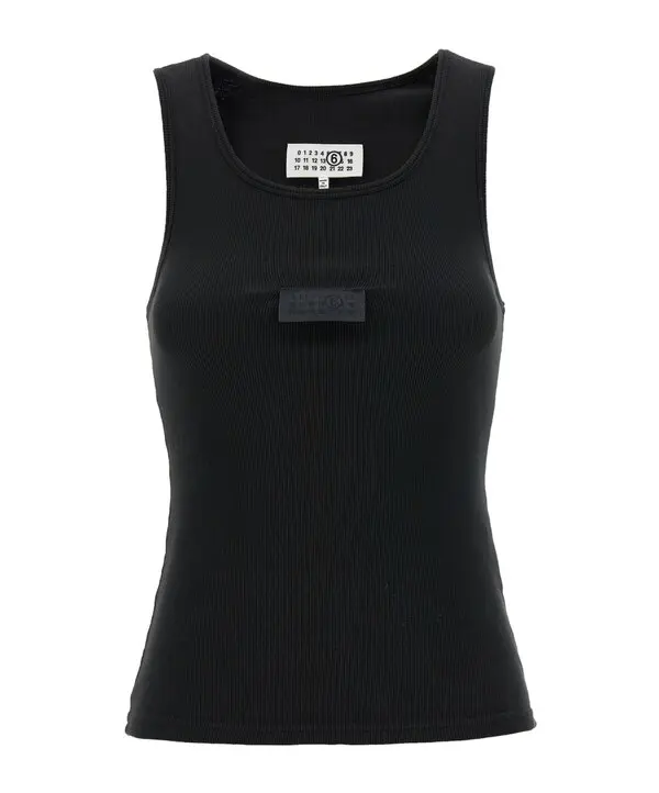 MAISON MARGIELA Sleeveless Tank Top With Numeric Signature Patch - Black