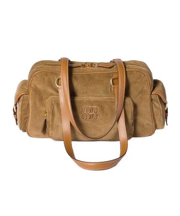 Miu Miu Corduroy Pocket Top-handle Bag - Cinnamon