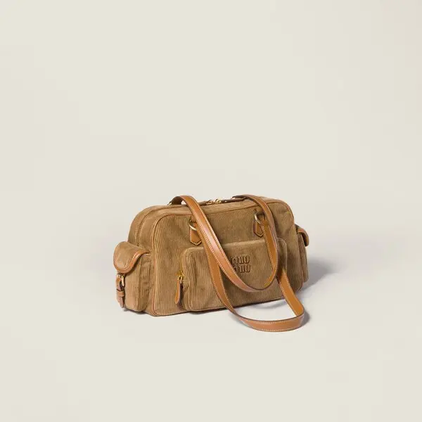 Miu Miu Corduroy Pocket Top-handle Bag - Cinnamon