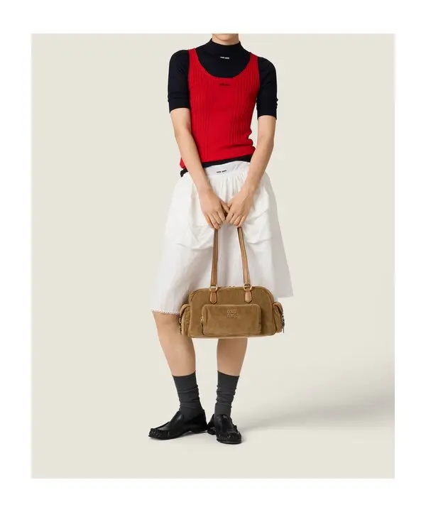 Miu Miu Corduroy Pocket Top-handle Bag - Cinnamon