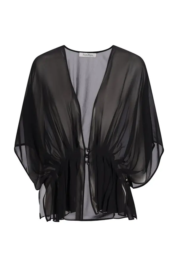 Max Mara Ombré Deep V-neck Blouse - Black