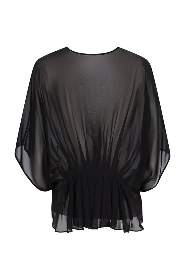 Max Mara Ombré Deep V-neck Blouse - Black