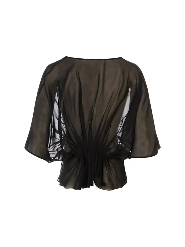 Max Mara Ombré Deep V-neck Blouse - Black