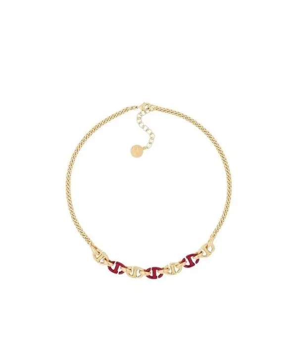 Dior Cd Logo Necklace With Raspberry Accents - Yellow