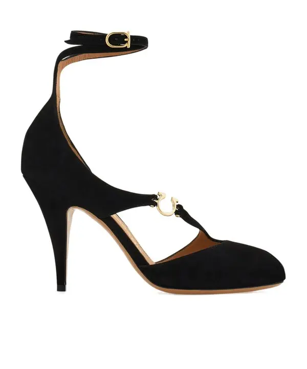FERRAGAMO Peep-toe Pumps With Gancini Detail