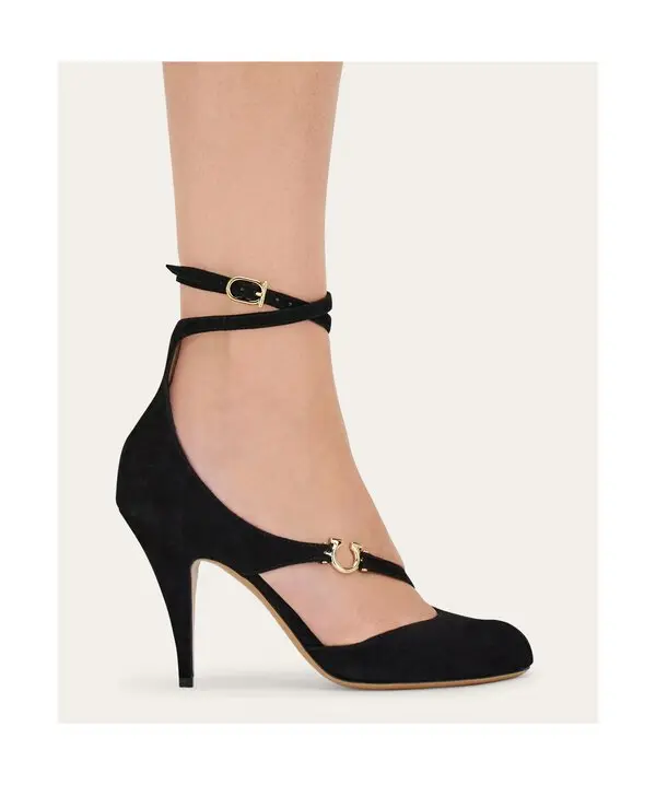 FERRAGAMO Peep-toe Pumps With Gancini Detail