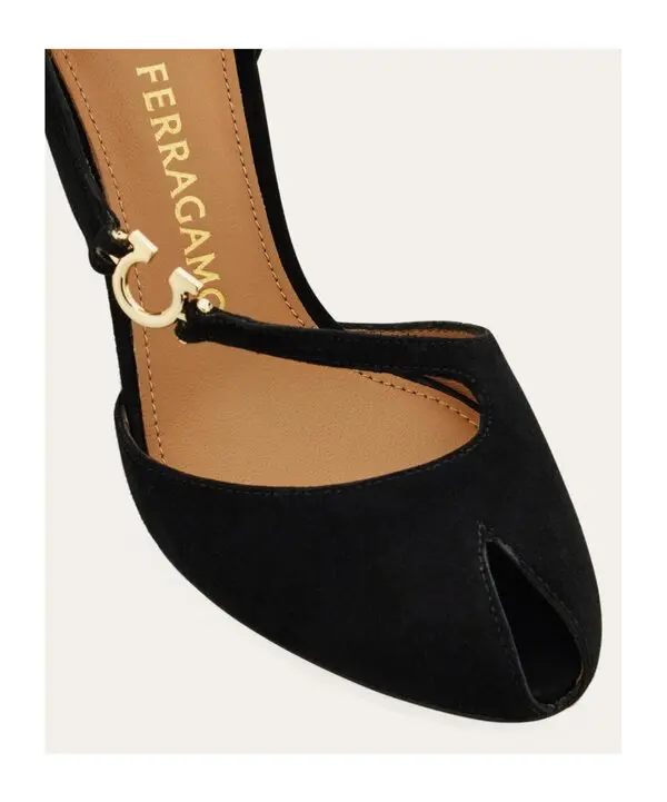 FERRAGAMO Peep-toe Pumps With Gancini Detail
