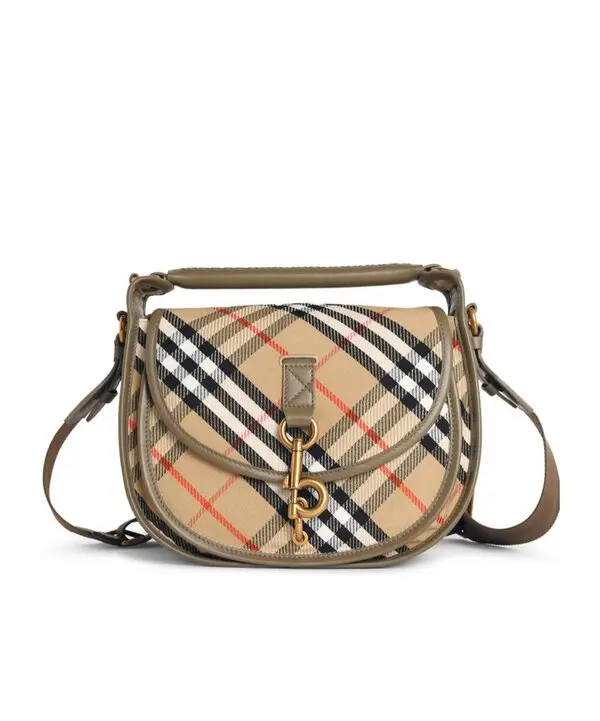 Burberry Small B-clip Checked Tote Bag - Brown