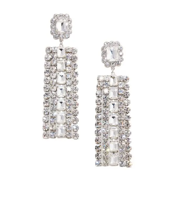 SELF-PORTRAIT Crystal Drop Earrings - Silver