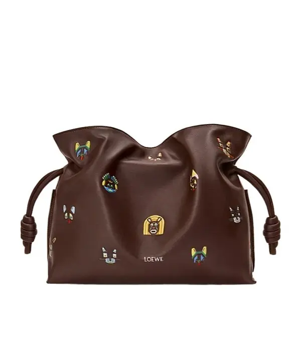 Loewe Medium Flamenco Clutch Bag - Brown