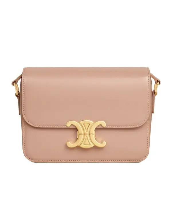 Celine Teen Triomphe Bag In Shiny Calfskin - Soft Peach