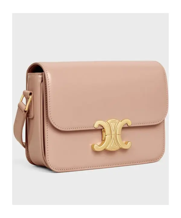 Celine Teen Triomphe Bag In Shiny Calfskin - Soft Peach