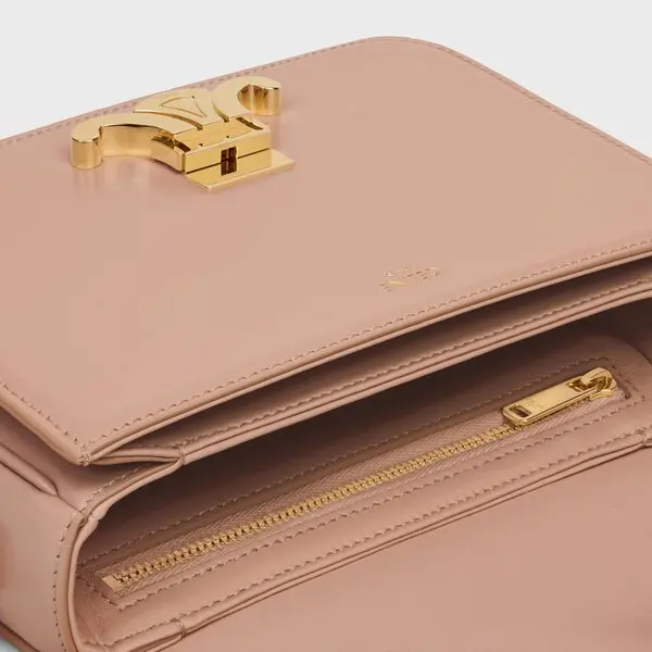 Celine Teen Triomphe Bag In Shiny Calfskin - Soft Peach