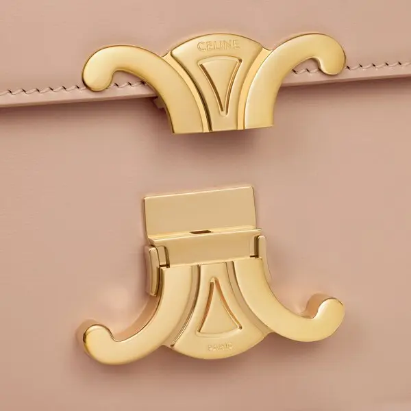 Celine Teen Triomphe Bag In Shiny Calfskin - Soft Peach