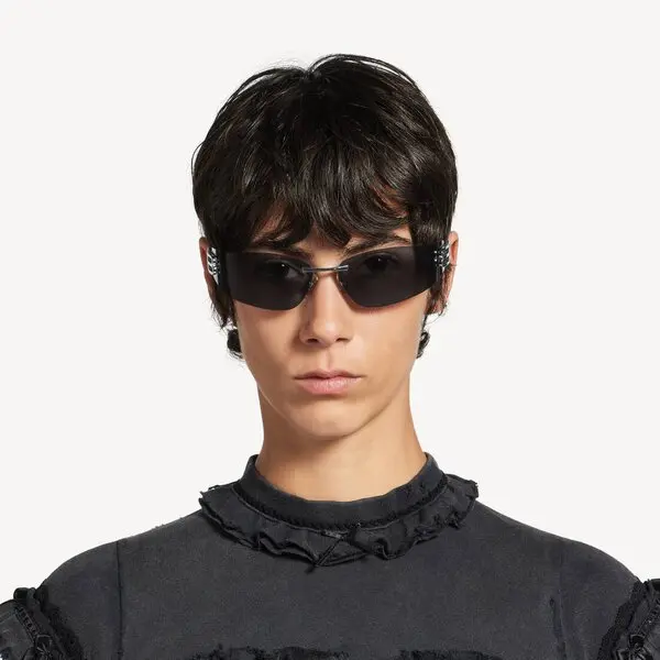 Balenciaga Wrap-around Sunglasses With D-frame Shape - Silver
