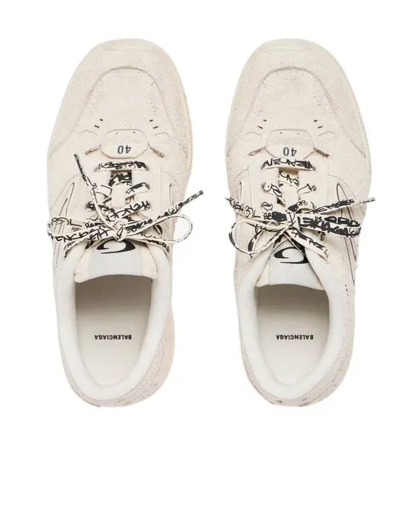 Balenciaga Hamptons Platform Sneakers - Beige/black