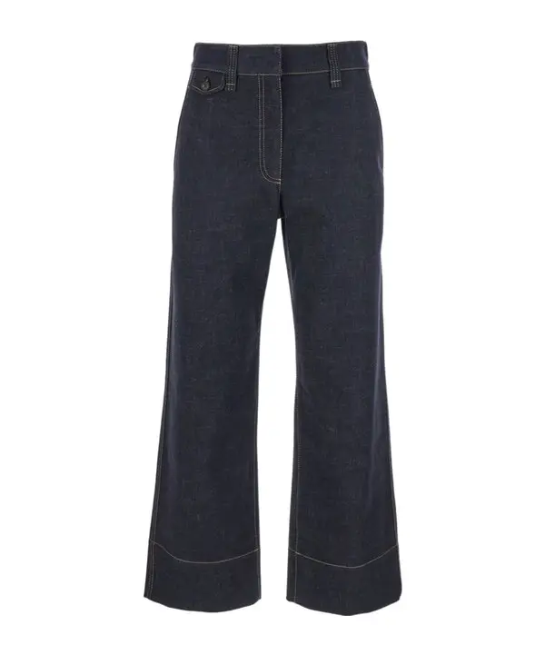 Brunello Cucinelli Zipped Wide-leg Jeans With Contrast Stitching - Blue