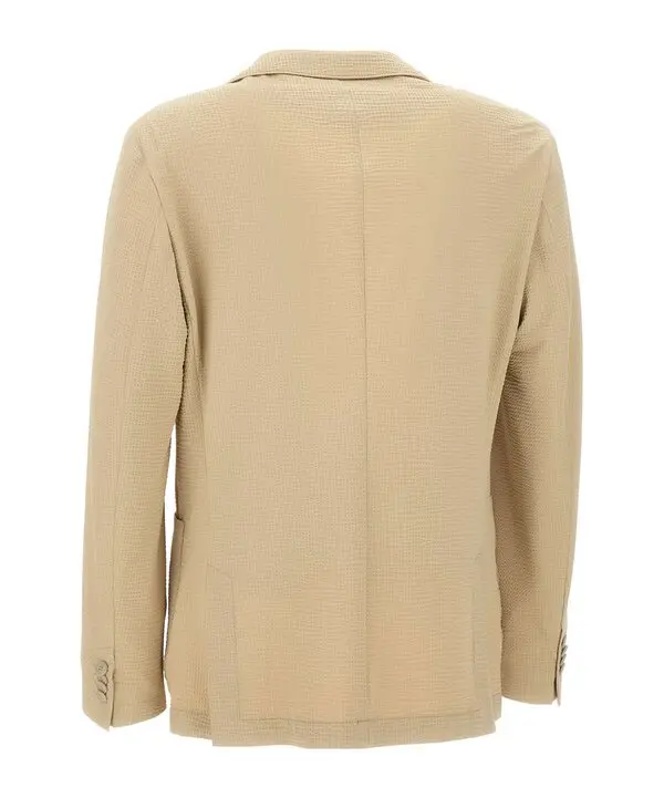 Hugo Boss Boss Single-breasted Slim-fit Seersucker Jacket - Nude