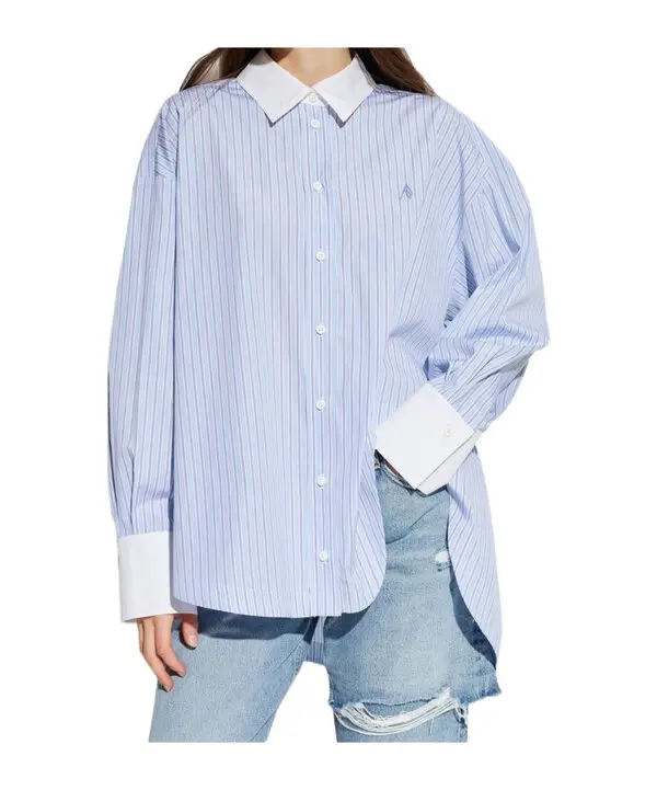 Attico Striped Logo Embroidered Shirt - Blue