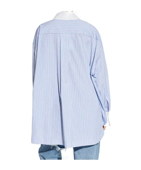 Attico Striped Logo Embroidered Shirt - Blue