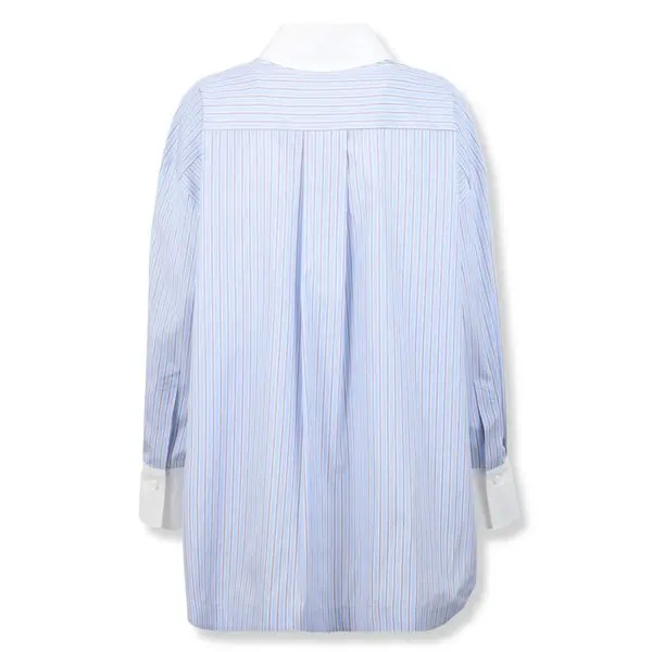Attico Striped Logo Embroidered Shirt - Blue