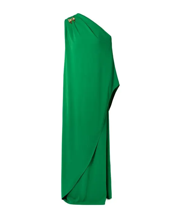Oscar De La Renta One-shoulder Embellished Cady Dress - Green