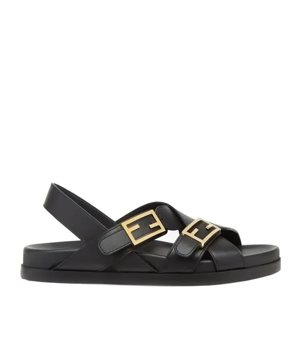 Fendi Ff Baguette Cross-over Slides