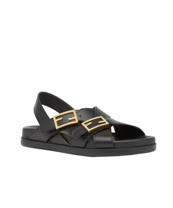 Fendi Ff Baguette Cross-over Slides