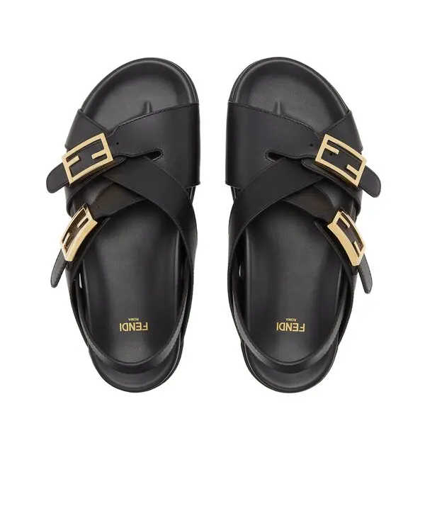 Fendi Ff Baguette Cross-over Slides