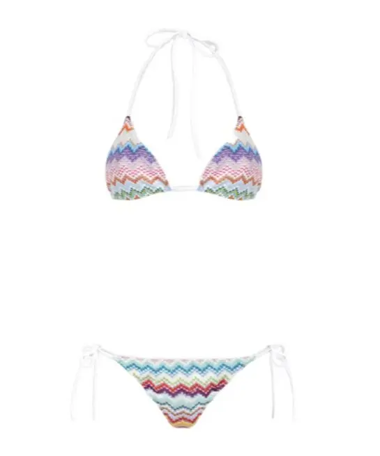 Missoni Pixel-effect Zigzag Pattern Triangle Bikini Set - Multicoloured