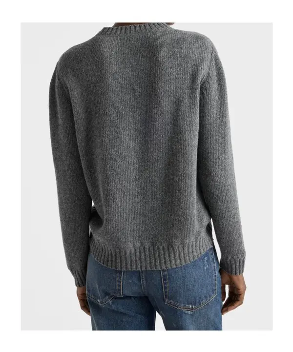 Prada Logo Intarsia Crewneck Jumper - Slate Gray