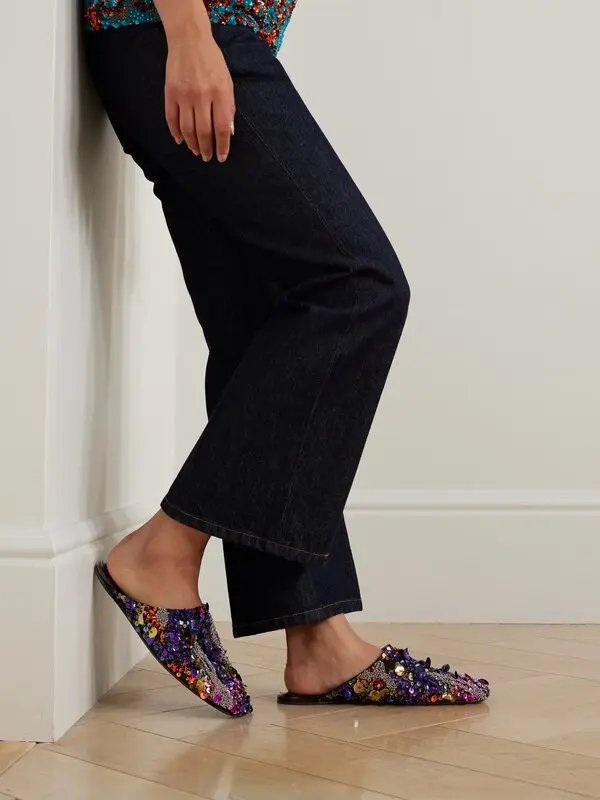 Dries Van Noten Sequin Embellished Slides - Multi-color