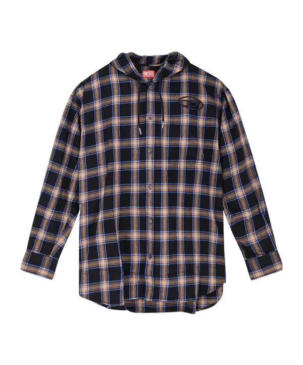 DIESEL® S-dewny-hood-ajfi Hooded Checked Shirt - Multicolor