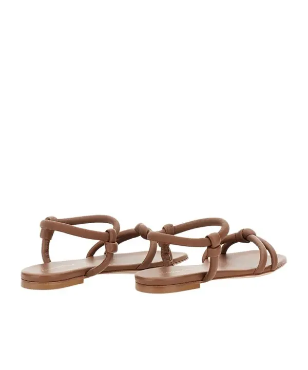 GIANVITO ROSSI Juno Nappa Leather Sandals With Knot Detailing - Brown