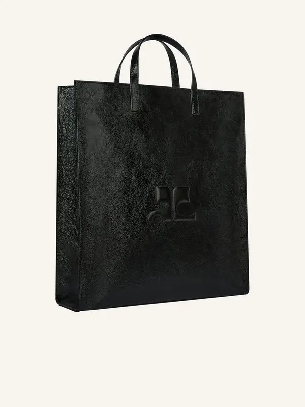 COURREGES Naplack Leather Tote Bag With Shadow Logo