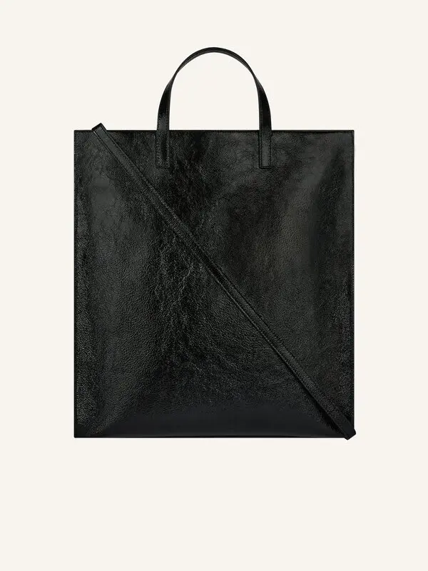 COURREGES Naplack Leather Tote Bag With Shadow Logo