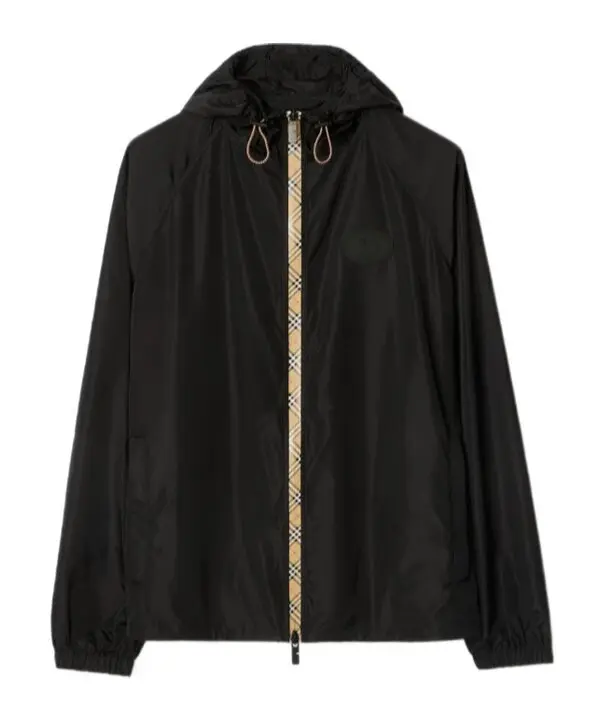 Burberry Zipped Hooded Bomber Jacket With Logo Patch