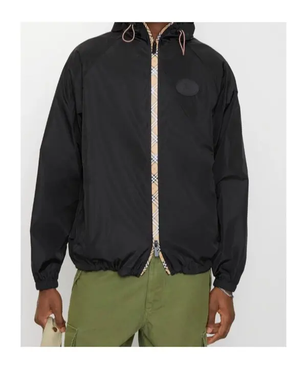 Burberry Zipped Hooded Bomber Jacket With Logo Patch