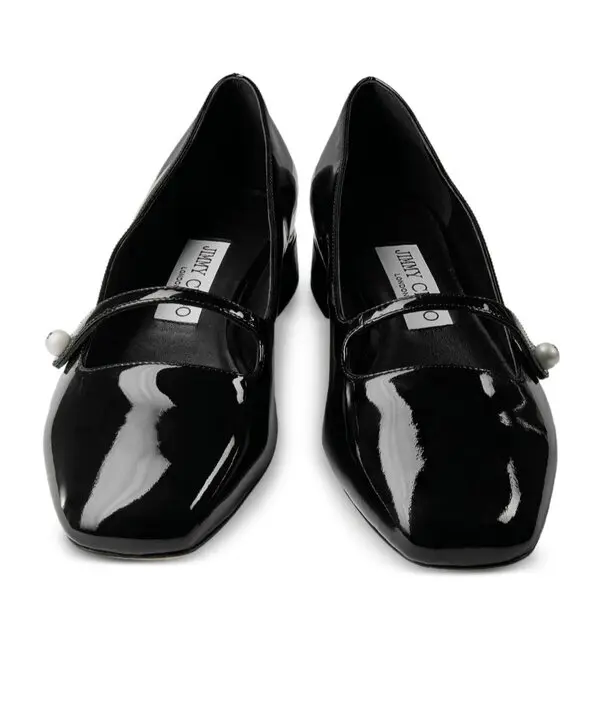 JIMMY CHOO Elisa Ballerina Pumps With Pearl Embellishments - Black