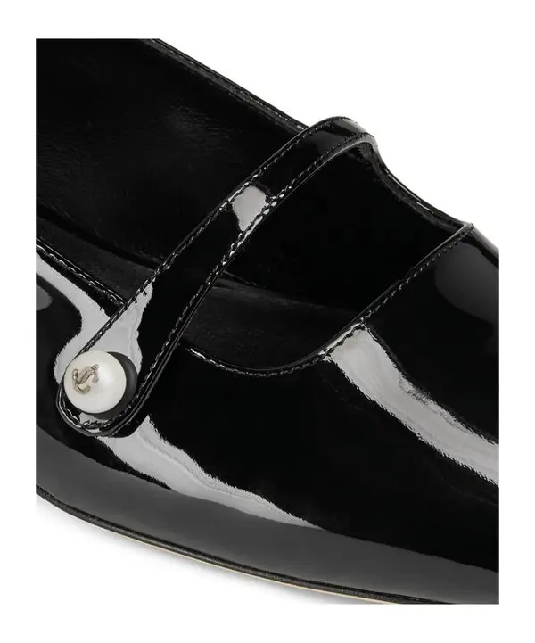 JIMMY CHOO Elisa Ballerina Pumps With Pearl Embellishments - Black
