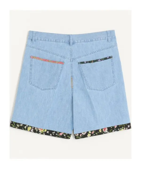 Valentino Garavani Floral Trim Denim Shorts
